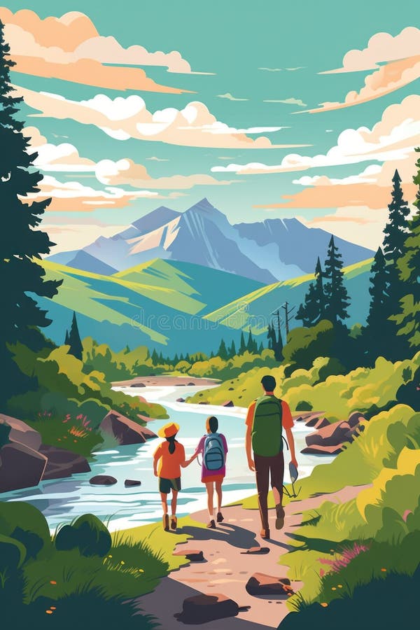 A Couple of People that are Walking Down a Path. Generative AI Image ...