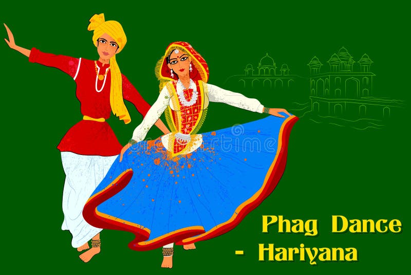 Couple Performing Phag Folk Dance of Haryana, India Stock Vector ...
