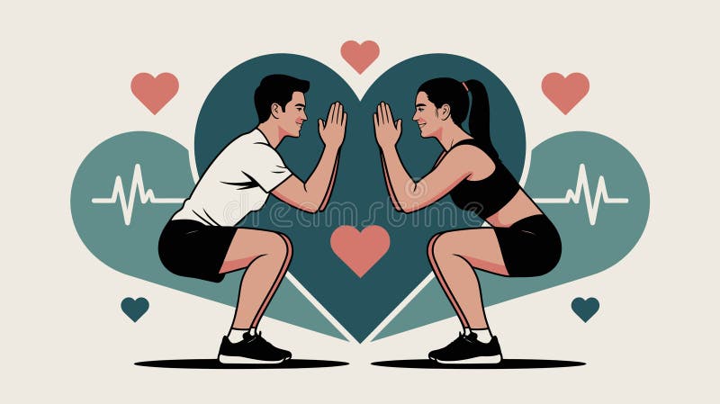 Couple Performing Squats Stock Illustrations – 10 Couple Performing ...