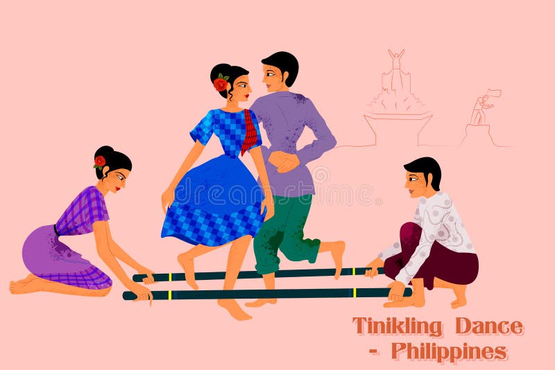 Couple Performing Tinikling Dance of Philippines Stock Vector ...