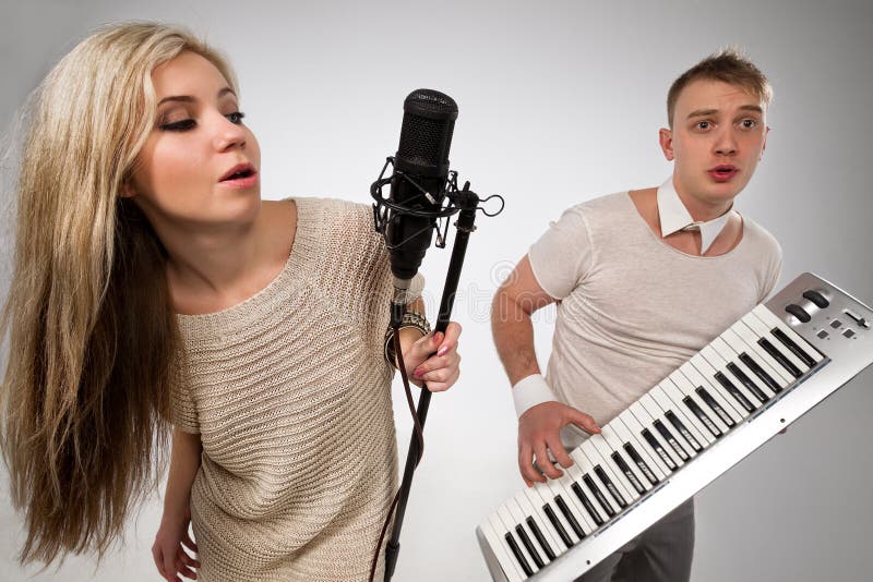 Performs Duet Singing Microphone Stock Photo - Image of entertainment ...