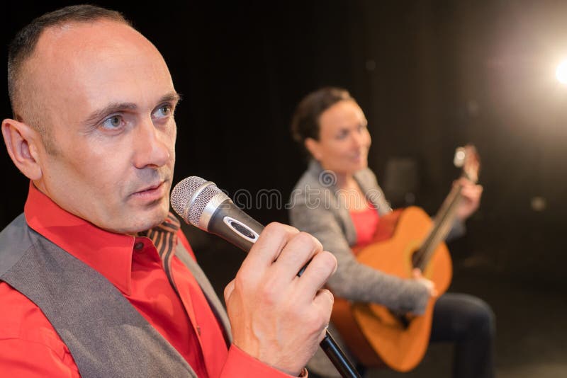 Performs Duet Singing Microphone Stock Image - Image of performance ...