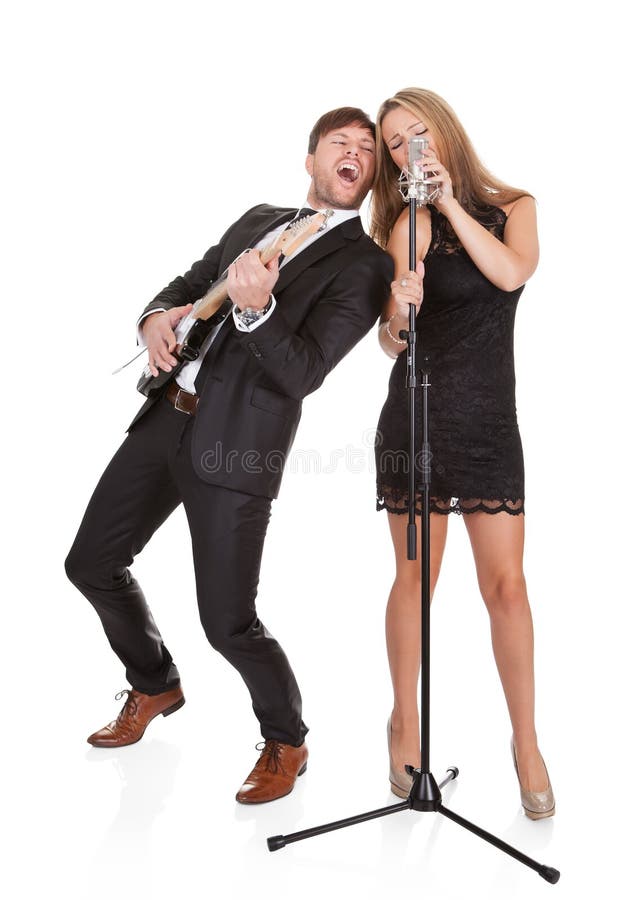 Performs Duet Singing Microphone Stock Photo - Image of entertainment ...