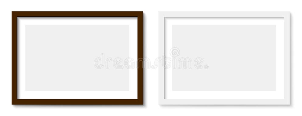 Couple Picture Photo Frames Mockup, Wall Presentation, Black and White Thin Rectangular ...