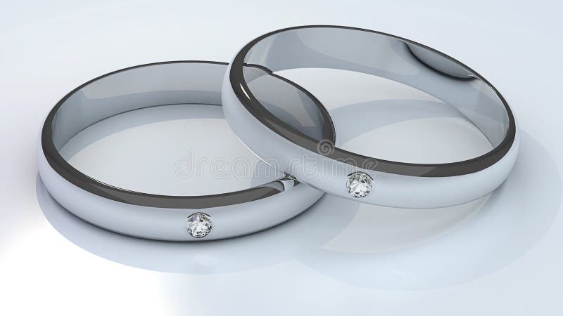 Couple of Platinum Diamond Wedding Rings on White Stock Illustration ...