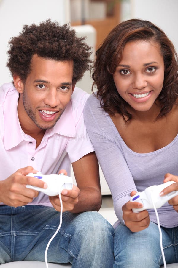 Couple Playing Computer Games Stock Image - Image of portrait, facial ...