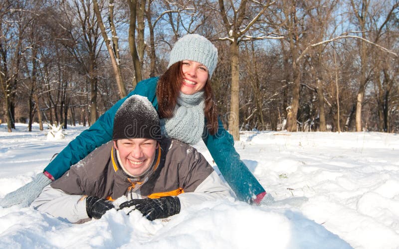 Senior Couple Standing Outside in Snowy Landscape Stock Image - Image ...