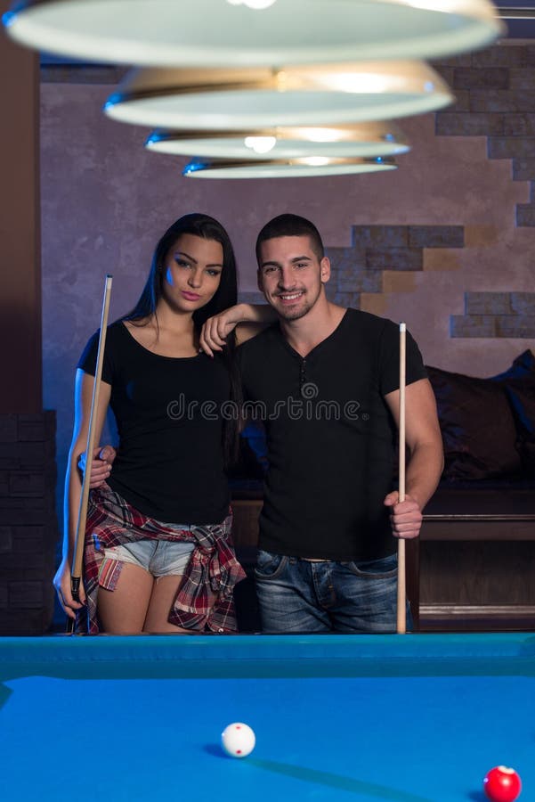 Couple Pool Player stock photo. Image of gathering, game - 49196092