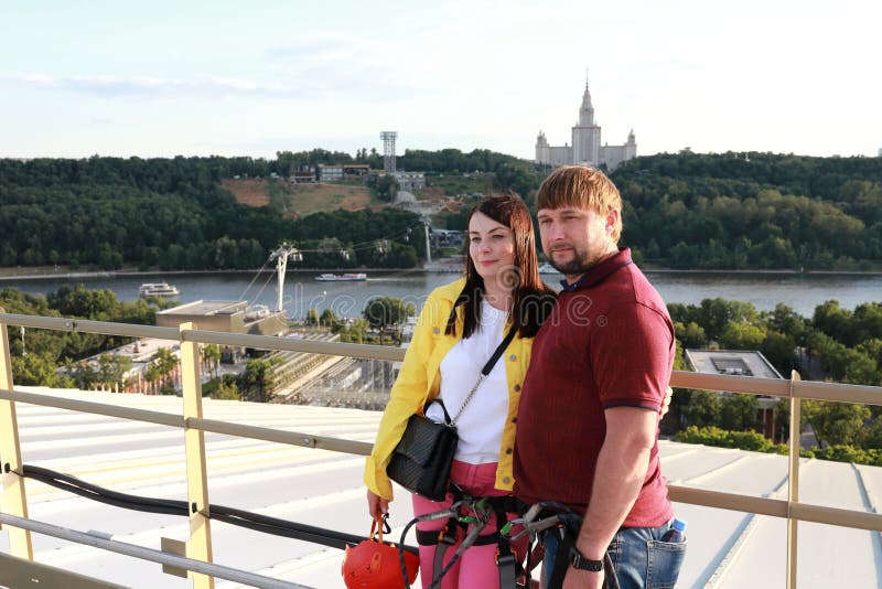 Couple Posing on Roof of Building Stock Photo - Image of love, landmark ...