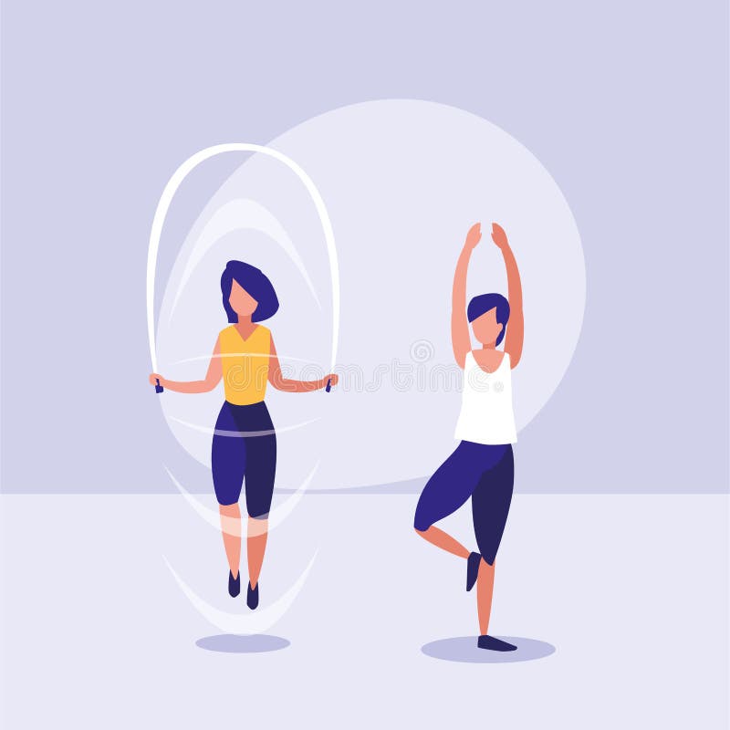 Couple Practicing Exercise Avatar Character Stock Vector - Illustration ...