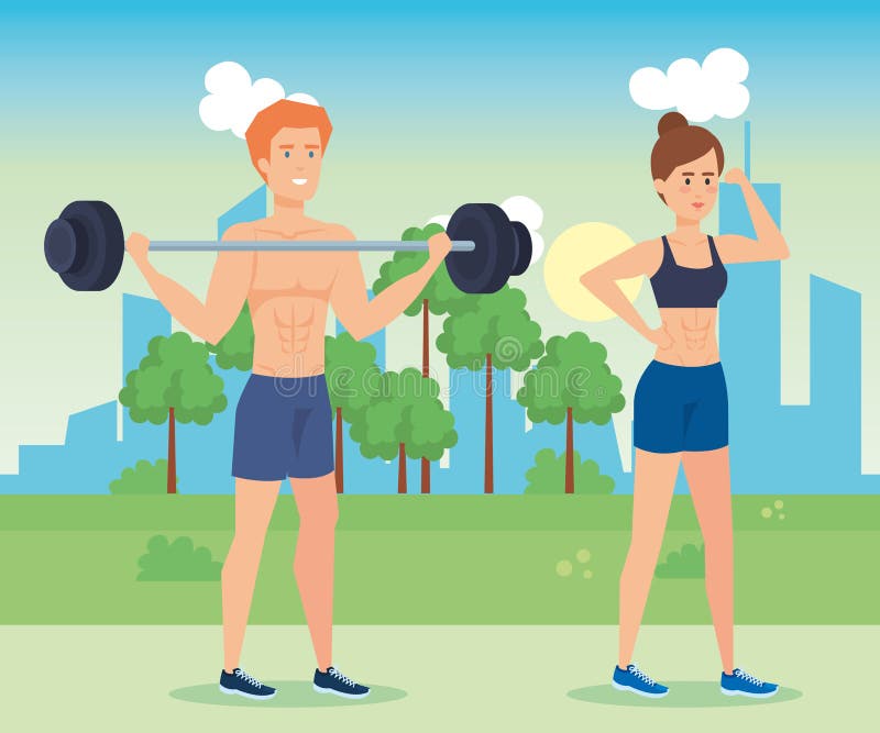 Couple Practicing Exercise Character Stock Vector - Illustration of ...