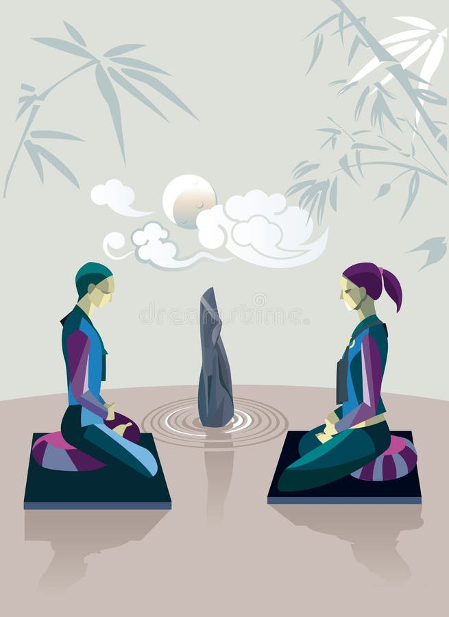 Couple Practicing Zen Meditation Stock Vector - Illustration of ...