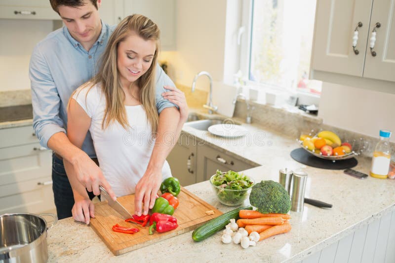 Couple Preparing Vegetables Stock Photo - Image of healthy, blonde ...