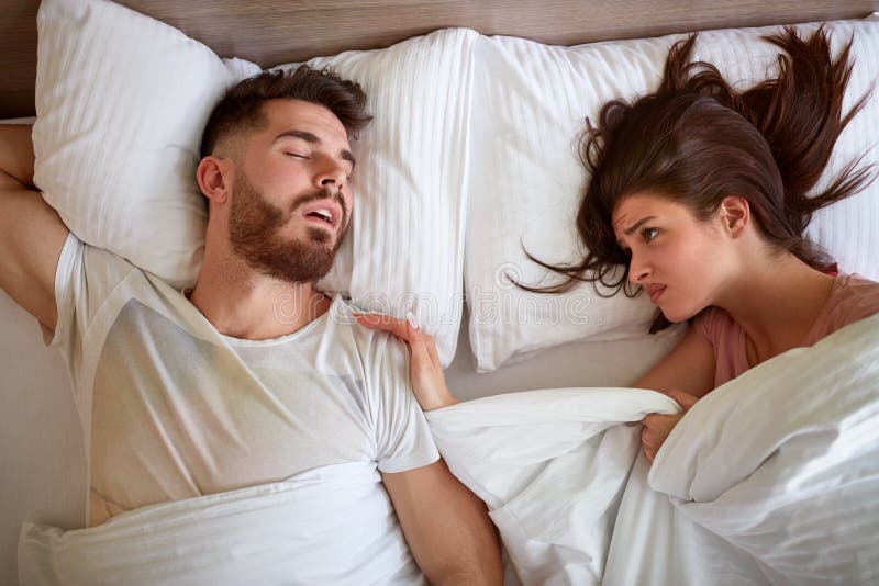 Couple Problem with Snoring Stock Image - Image of husband, overhead ...