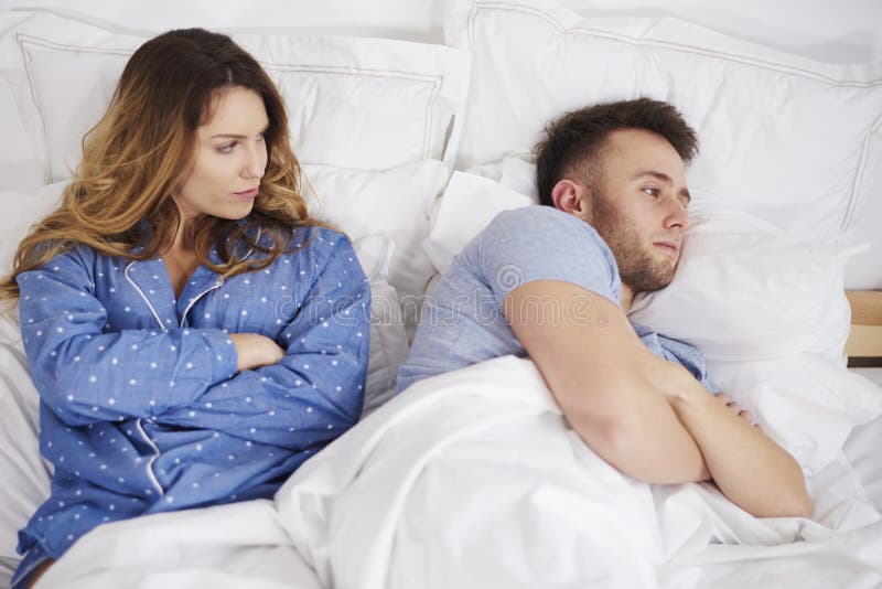 Couple with Problems at the Bed Stock Photo - Image of hands, problem ...