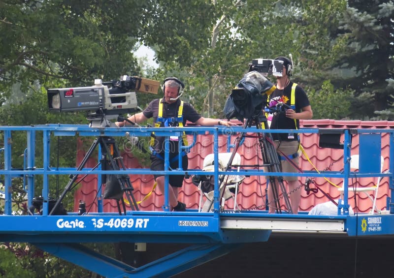 A Couple of Professional Tv Camera Broadcasting Operators Editorial ...