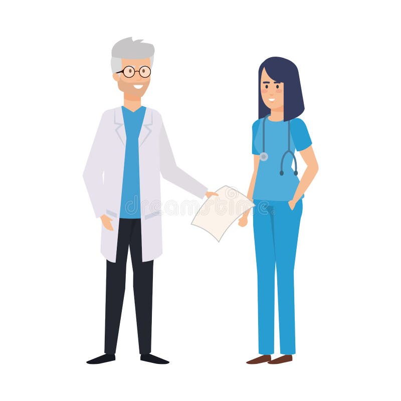 Couple of Professionals Doctor and Surgeon Characters Stock Vector ...