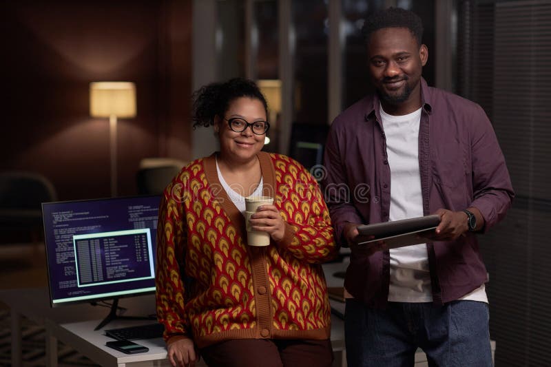 Couple of Programmers Working in Office Together Stock Photo - Image of ...