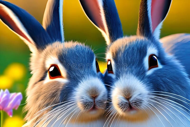 Couple of rabbits stock illustration. Illustration of grey - 270640494