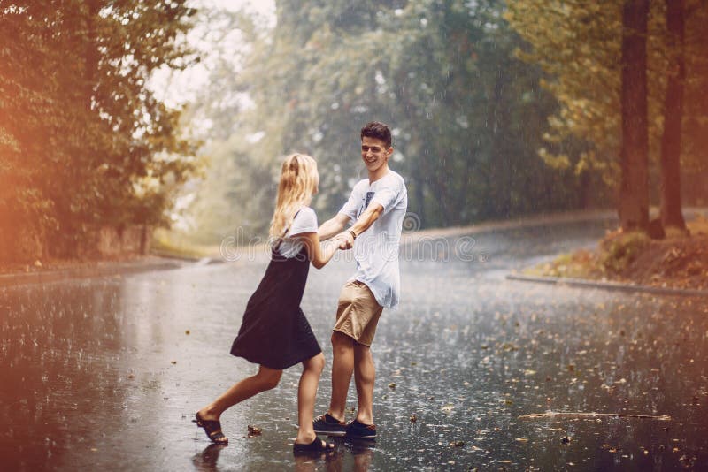 Couple in the rain stock image. Image of male, sensuality - 121167179