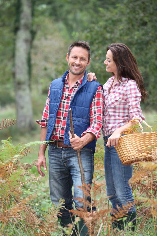 Couple on a rambling day stock image. Image of forest - 16362459