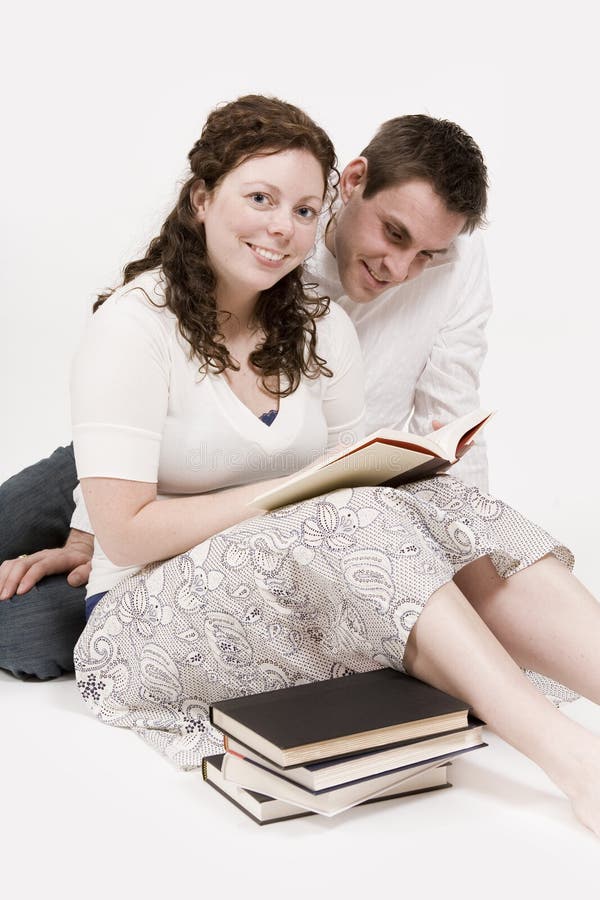 Couple reading stock photo. Image of portrait, isolated - 2325482