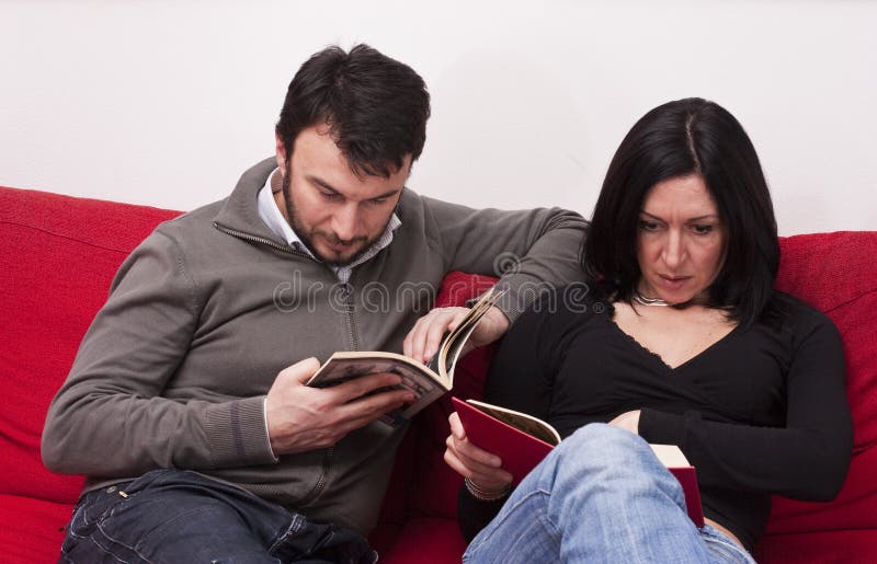 Couple Reading at Home stock image. Image of reader, relaxing - 18421609