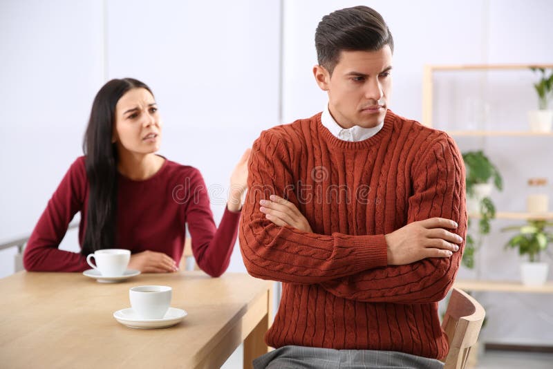 Couple with Relationship Problems at Table Stock Photo - Image of angry ...