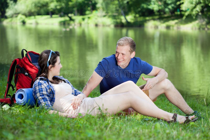 Couple Resting during the Trip Stock Photo - Image of rest, couple ...