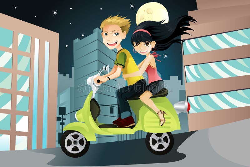 Couple On Motorcycle Stock Vector Illustration Of Action 31064659