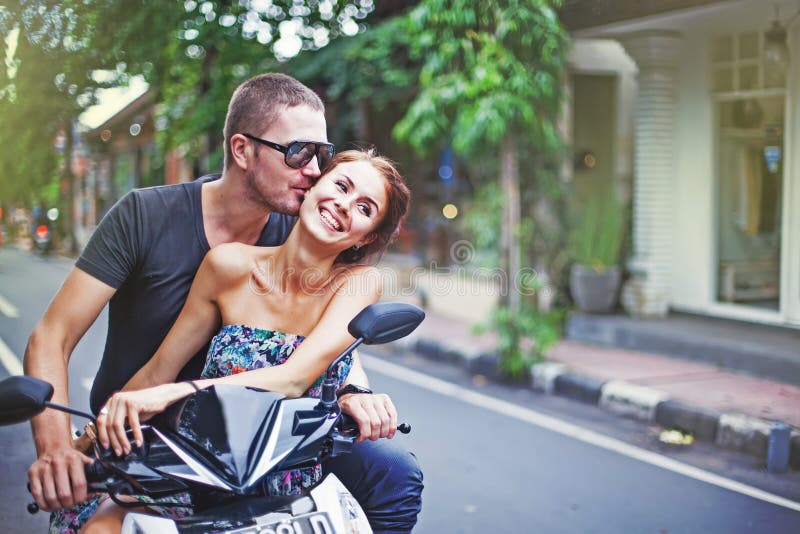 Couple riding motorcycle stock photo. Image of feelings - 61740456