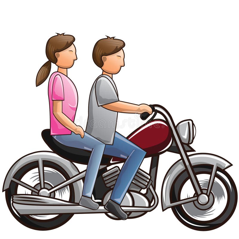 Couple Riding Motorcycle. Vector Illustration Decorative Design Stock ...