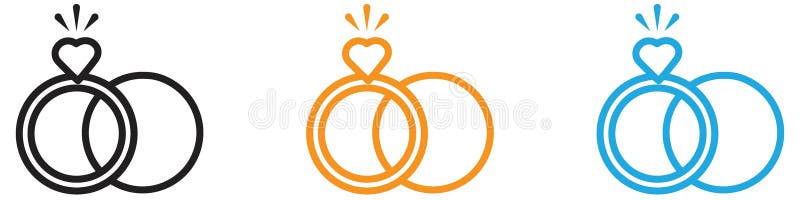 Couple Ring Icon Vector Logo Set Collection for Web App Ui Stock Vector ...