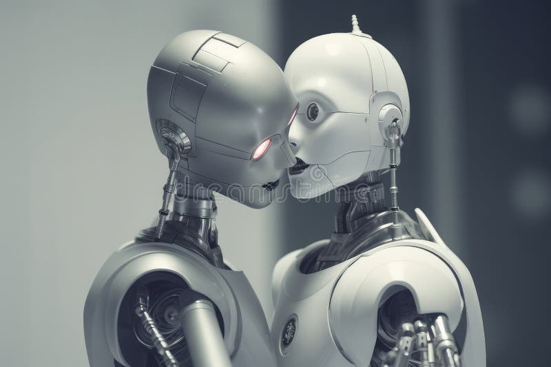 Couple Robot Holding Each Other Generative AI Stock Illustration ...