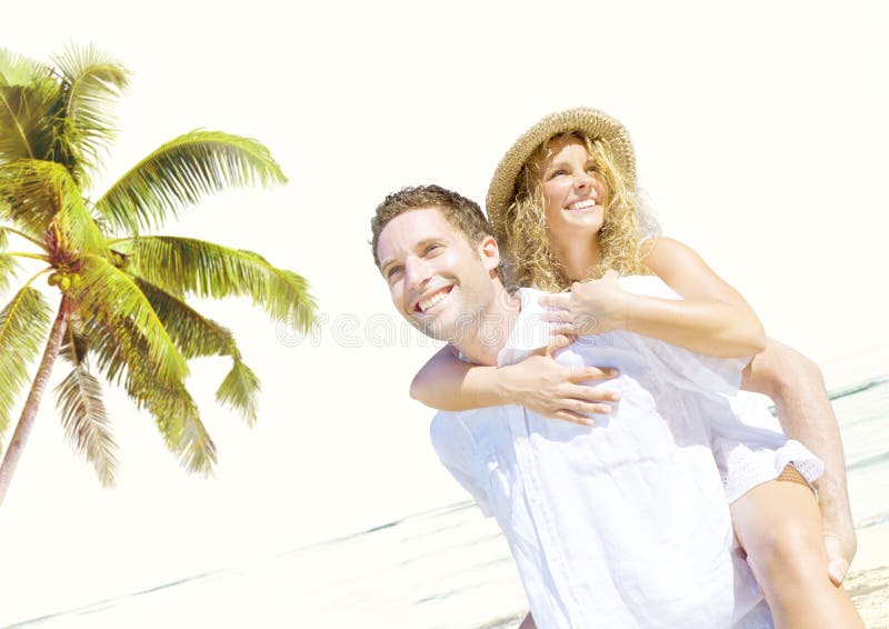 Couple Romance Beach Love Island Concept Stock Image - Image of sand ...