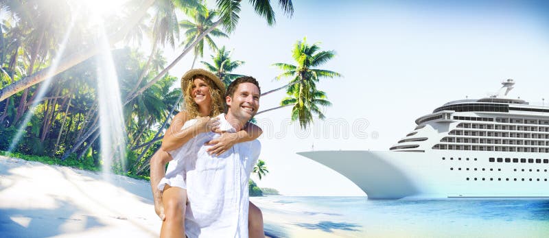 Couple Romance Beach Love Island Concept Stock Photo - Image of palm ...