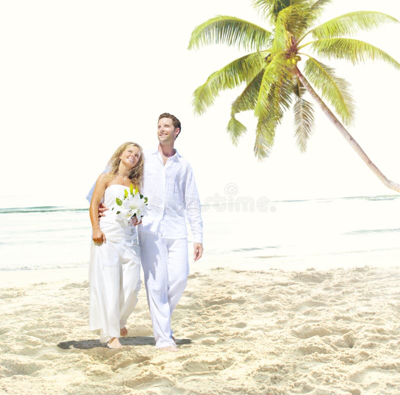 Couple Romance Beach Love Marriage Concept Stock Photo - Image of ...