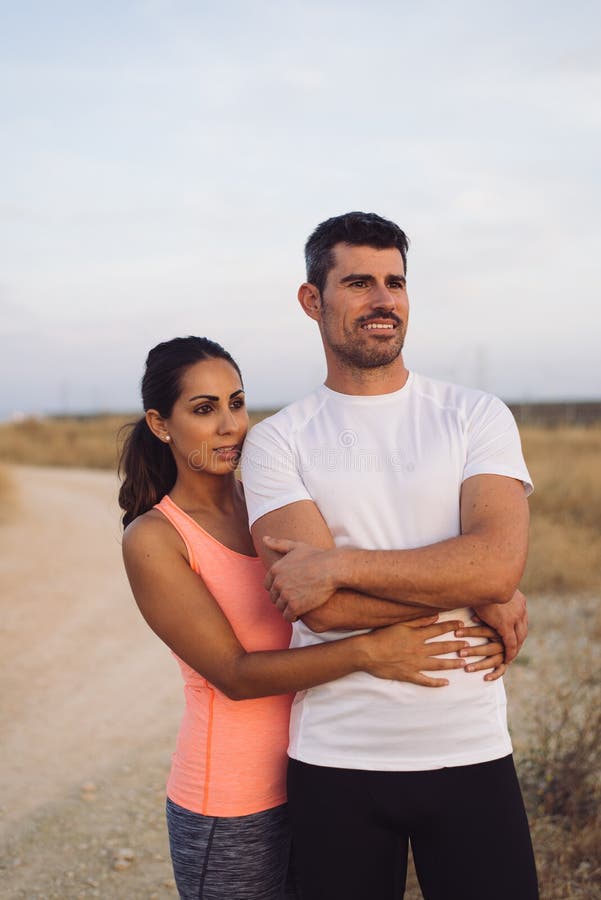 Couple of runners portrait stock photo. Image of outdoors - 87962760