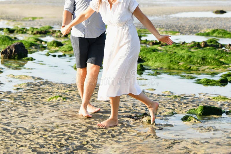 Couple Running on the Ocean Stock Image - Image of paradise, insteps ...