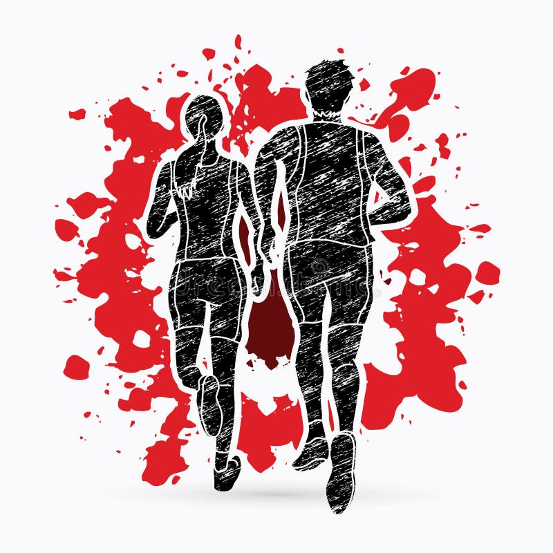 Couple Running Together, Marathon Runner Graphic Vector Stock Vector ...