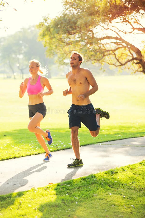 Couple Running Together in the Park Stock Image - Image of recreation ...