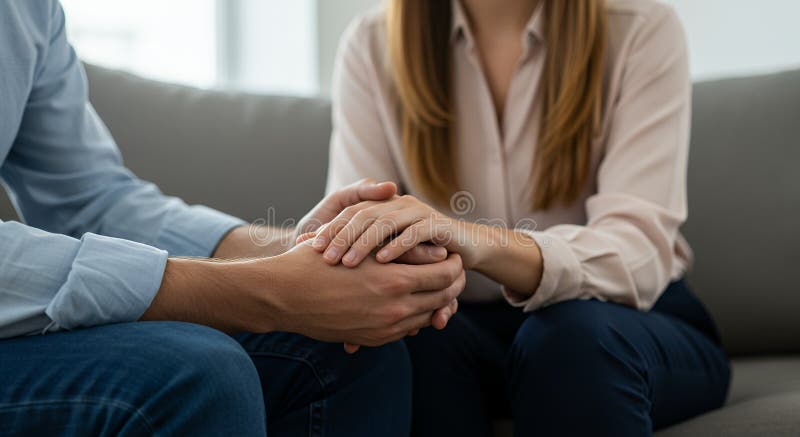 Couple S Comfort: Hands Touching in Support & Love. Relationships ...
