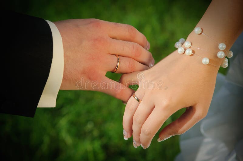Couple S Hands with Wedding Rings Stock Image - Image of hands ...