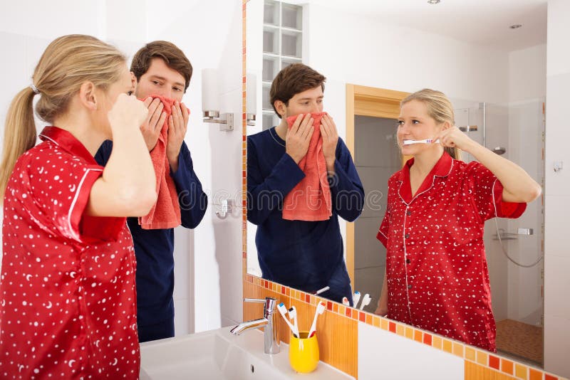 Couple S Night Time Routine Stock Photo - Image of emotions, blonde ...