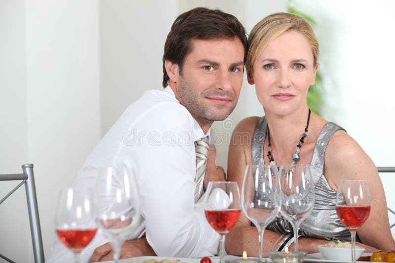 Couple sat at table stock photo. Image of wine, smiling - 22405606