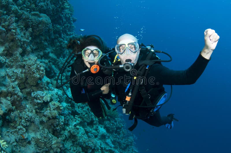 Couple scuba diving stock photo. Image of exotic, deep - 14544738