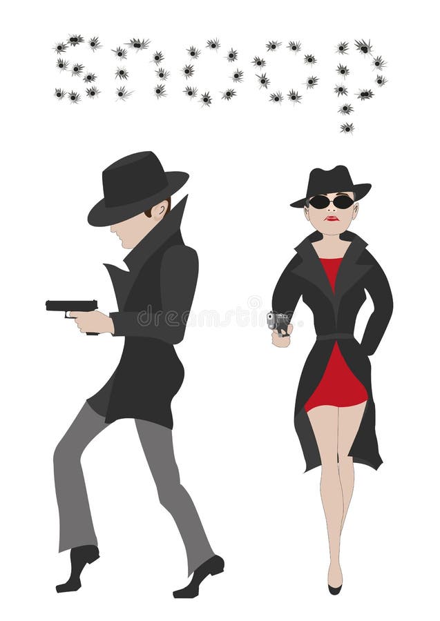 Couple of secret agents stock vector. Illustration of elegant - 69454329