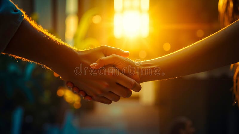 A Couple Shaking Hands in Front of the Sun Stock Image - Image of ...