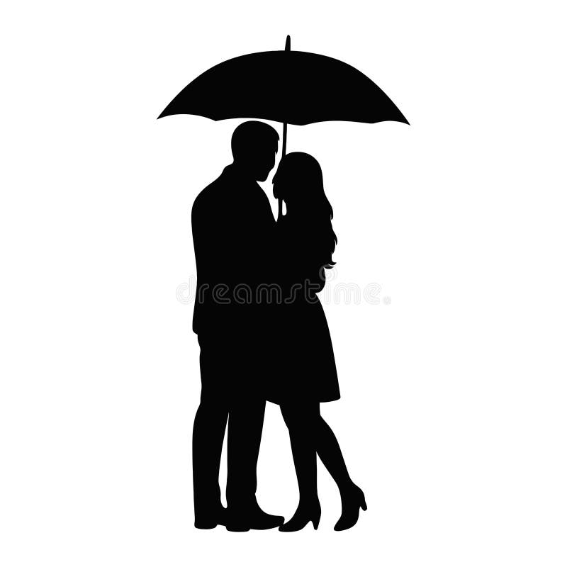Couple Sharing an Umbrella Silhouette Representation of Protection ...