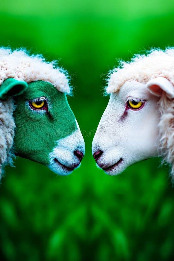 Couple Sheep Green Eyes Looking Each Other Stock Photos - Free ...